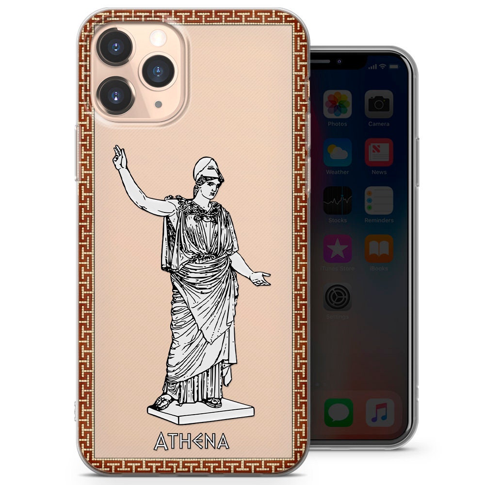 Goddess Athena Clear Phone Case, Vintage Mythology Drawing Cover - Fits ...