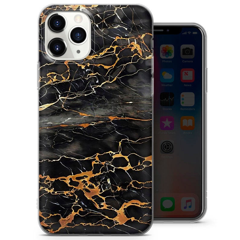 Black Marble Phone Case, Classic Aesthetic Pattern Cover - Fits iPhone ...