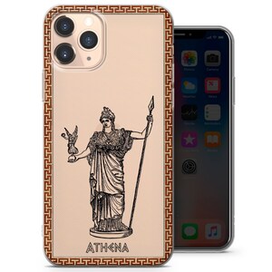 Goddess Athena Clear Phone Case, Vintage Greek Mythology Cover - Fits ...