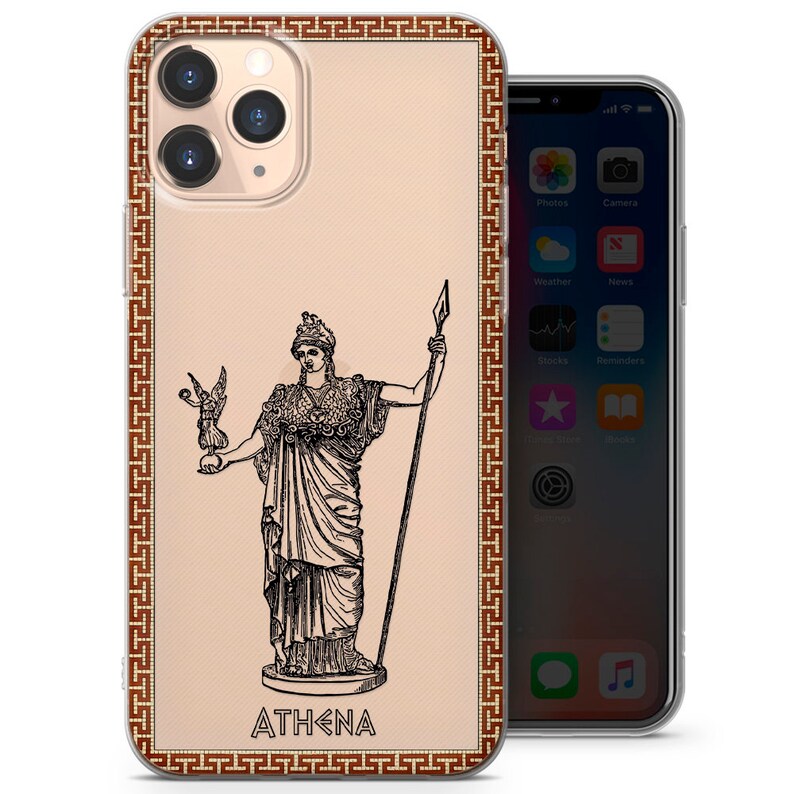 Goddess Athena Clear Phone Case, Vintage Greek Mythology Cover - Fits ...
