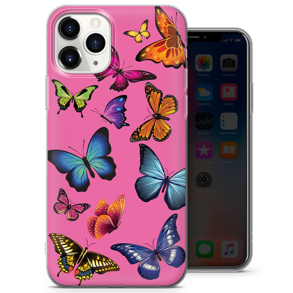 Butterfly Phone Case, Cute Butterflies Pattern Cover - Fits iPhone 7, 8 ...