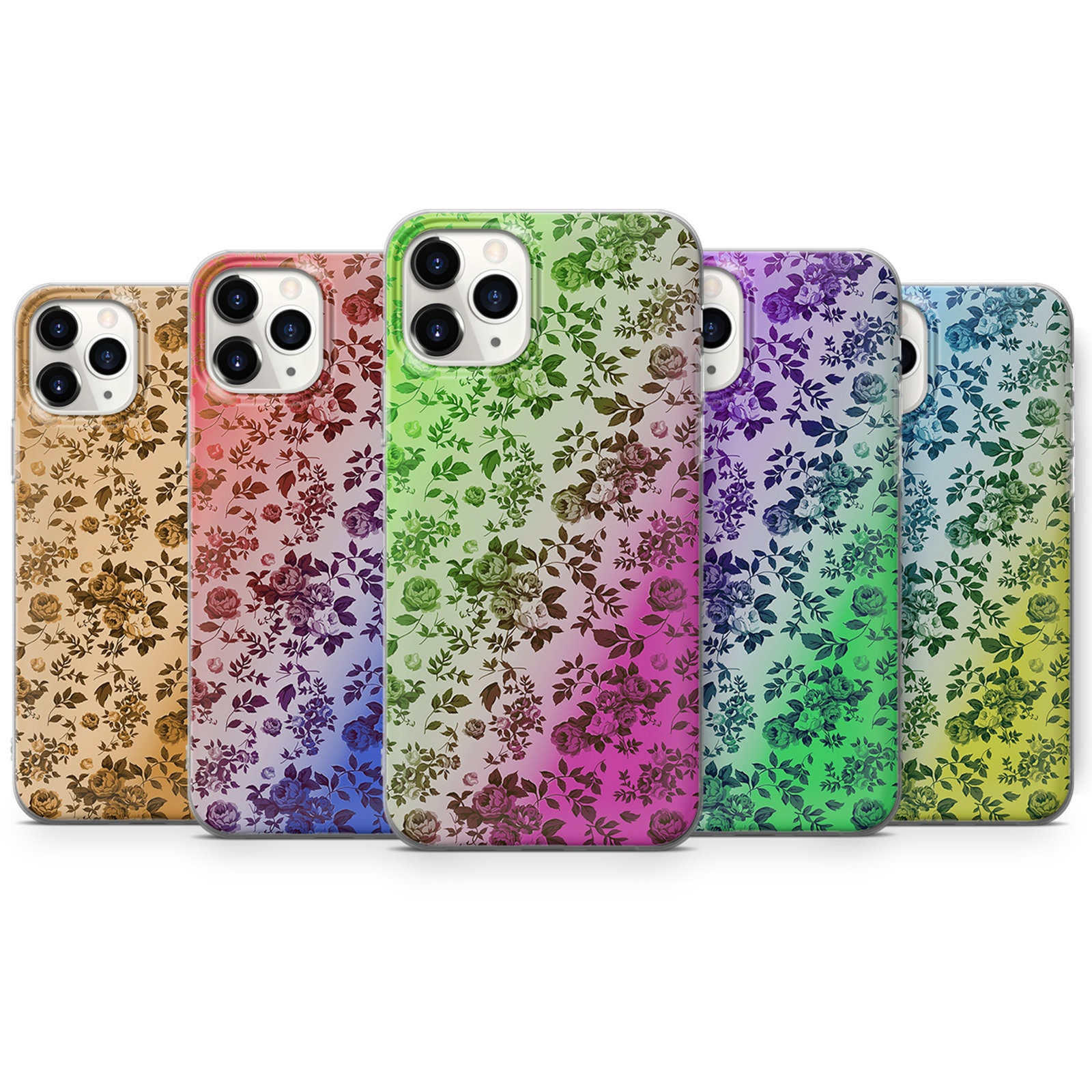 Flower Phone Case Colorful Gradient Flowers Chic Cover iPhone | Etsy