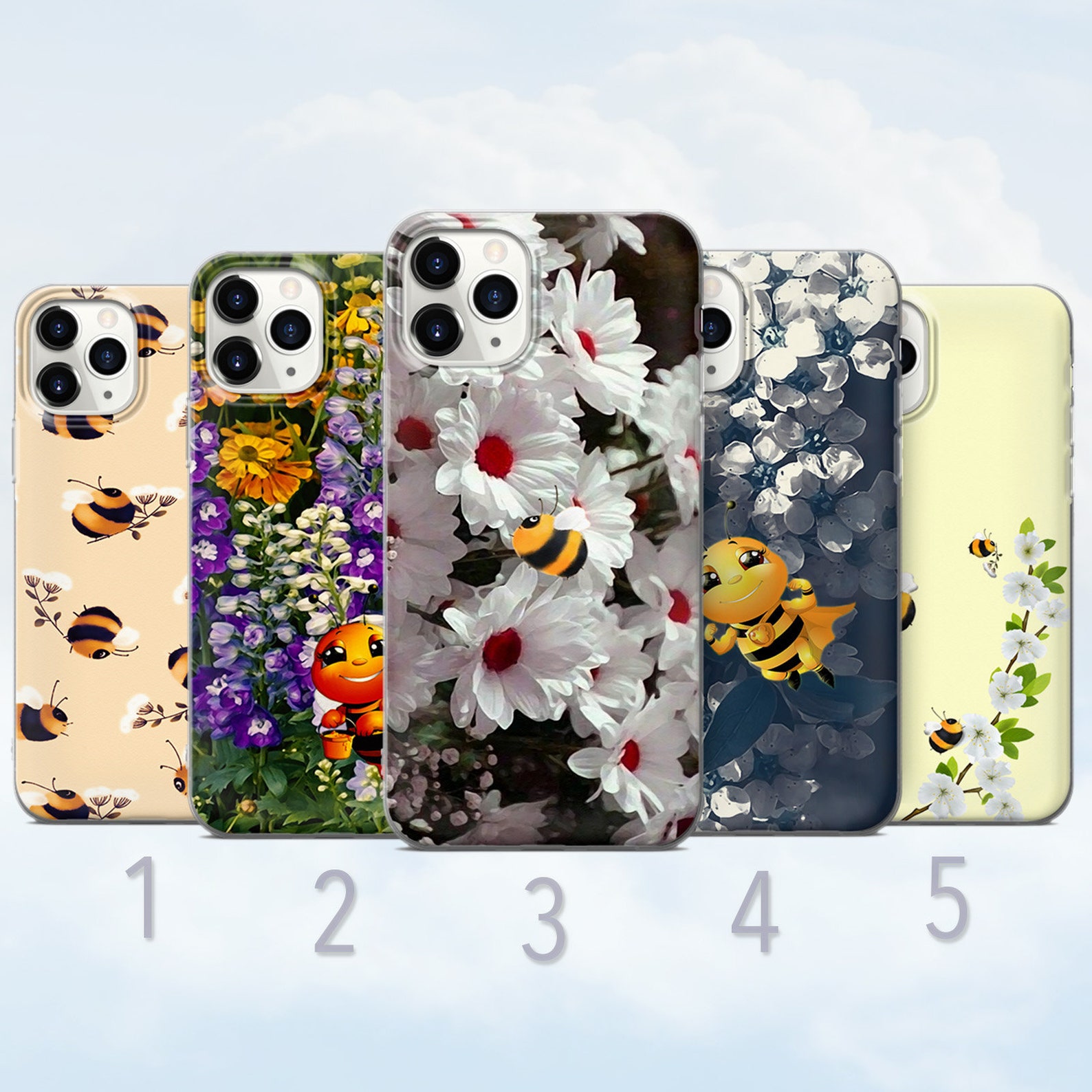 Cute Bumble Bee Phone Case Floral Pattern Bumblebee Cover - Etsy