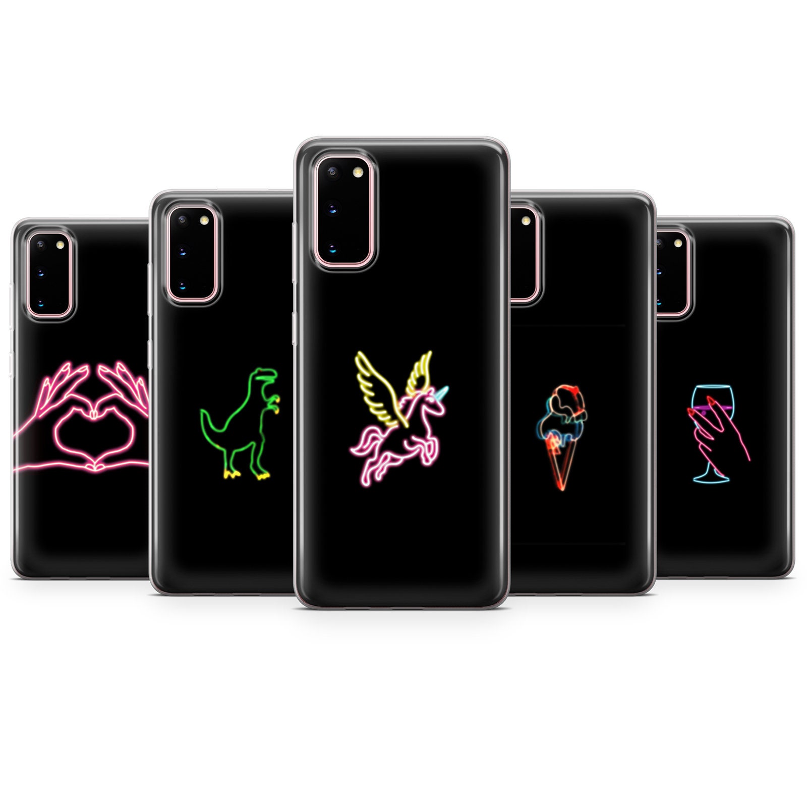 Neon Phone Case Minimalist Feminine Cute Neon Glow Black | Etsy