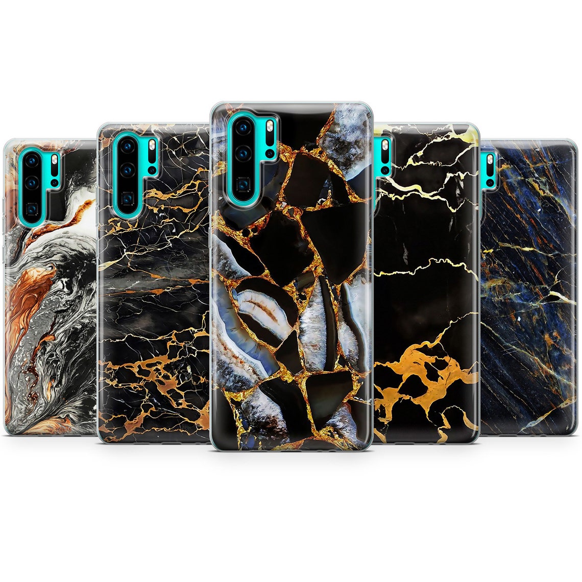 Black Marble Phone Case, Classic Aesthetic Pattern Cover - Fits iPhone ...