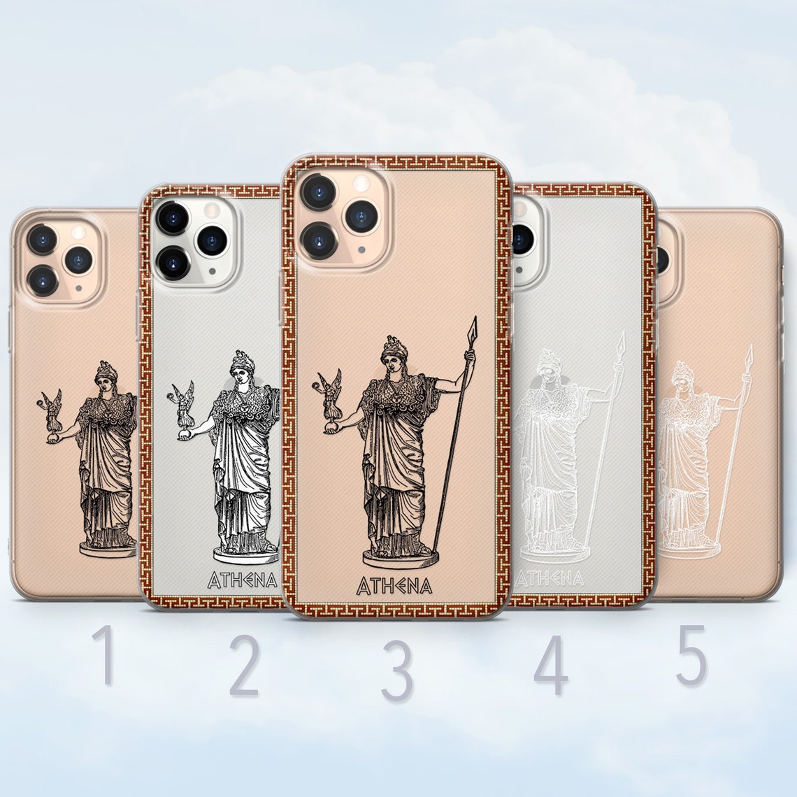 Goddess Athena Clear Phone Case, Vintage Greek Mythology Cover - Fits ...