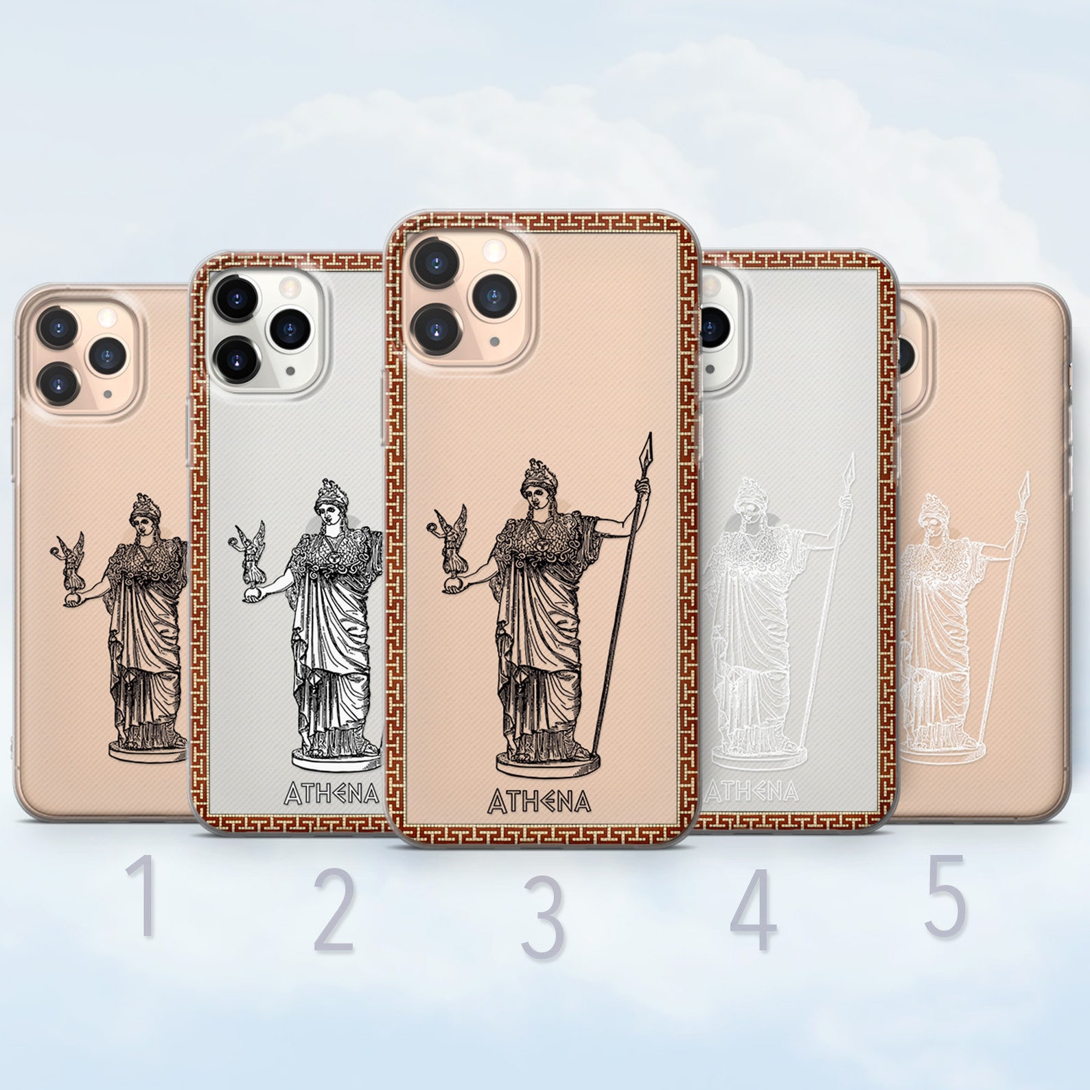 Goddess Athena Clear Phone Case, Vintage Greek Mythology Cover - Fits ...