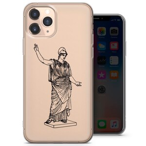 Goddess Athena Clear Phone Case, Vintage Mythology Drawing Cover - Fits ...