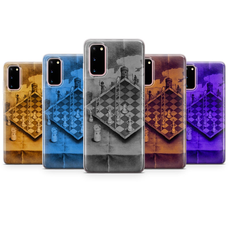 Escher Chess Phone Case, Optical Illusion, Retro Op Art Cover - Fits ...