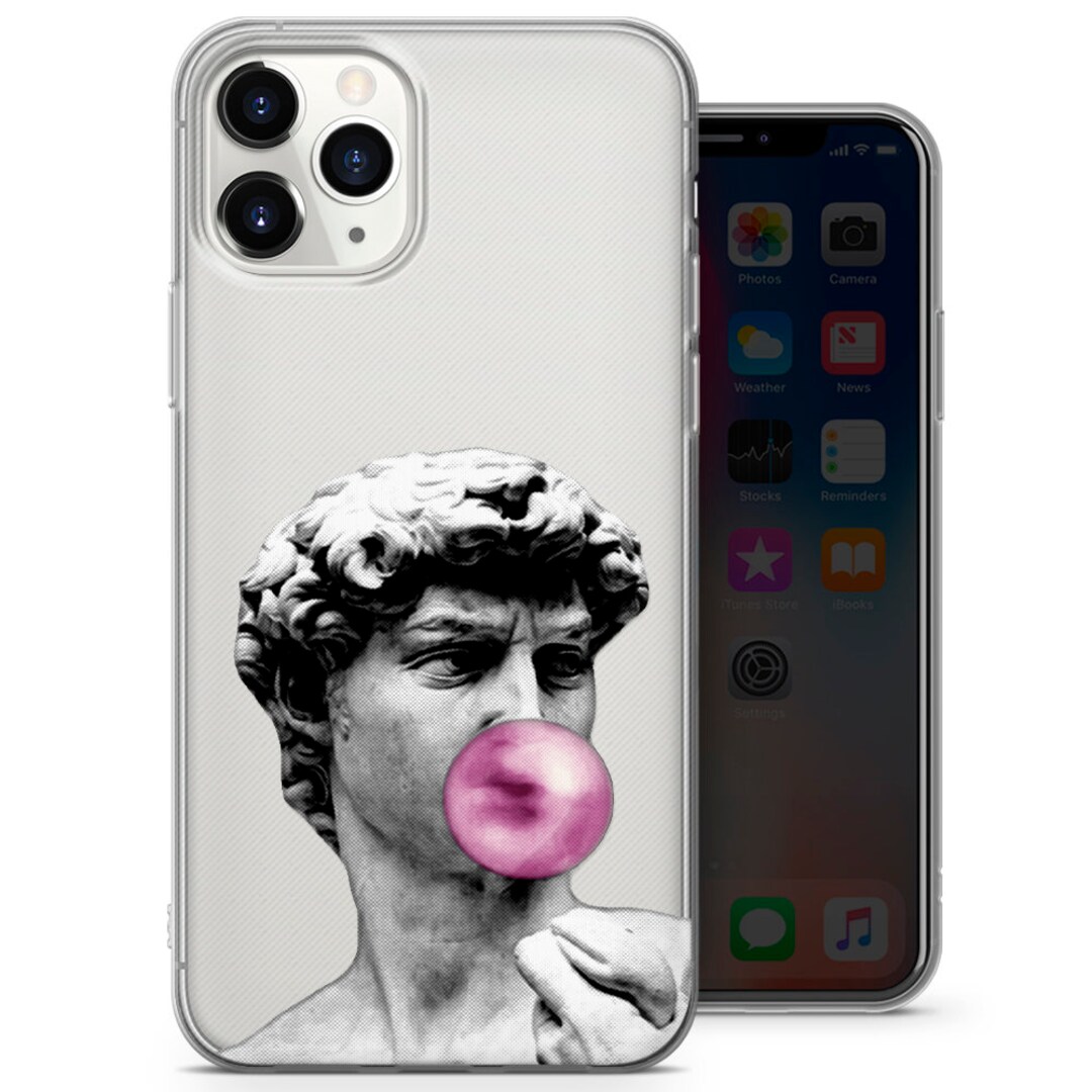 Bubble Gum David Statue Clear Phone Case, Michelangelo, Fun Art Cover ...