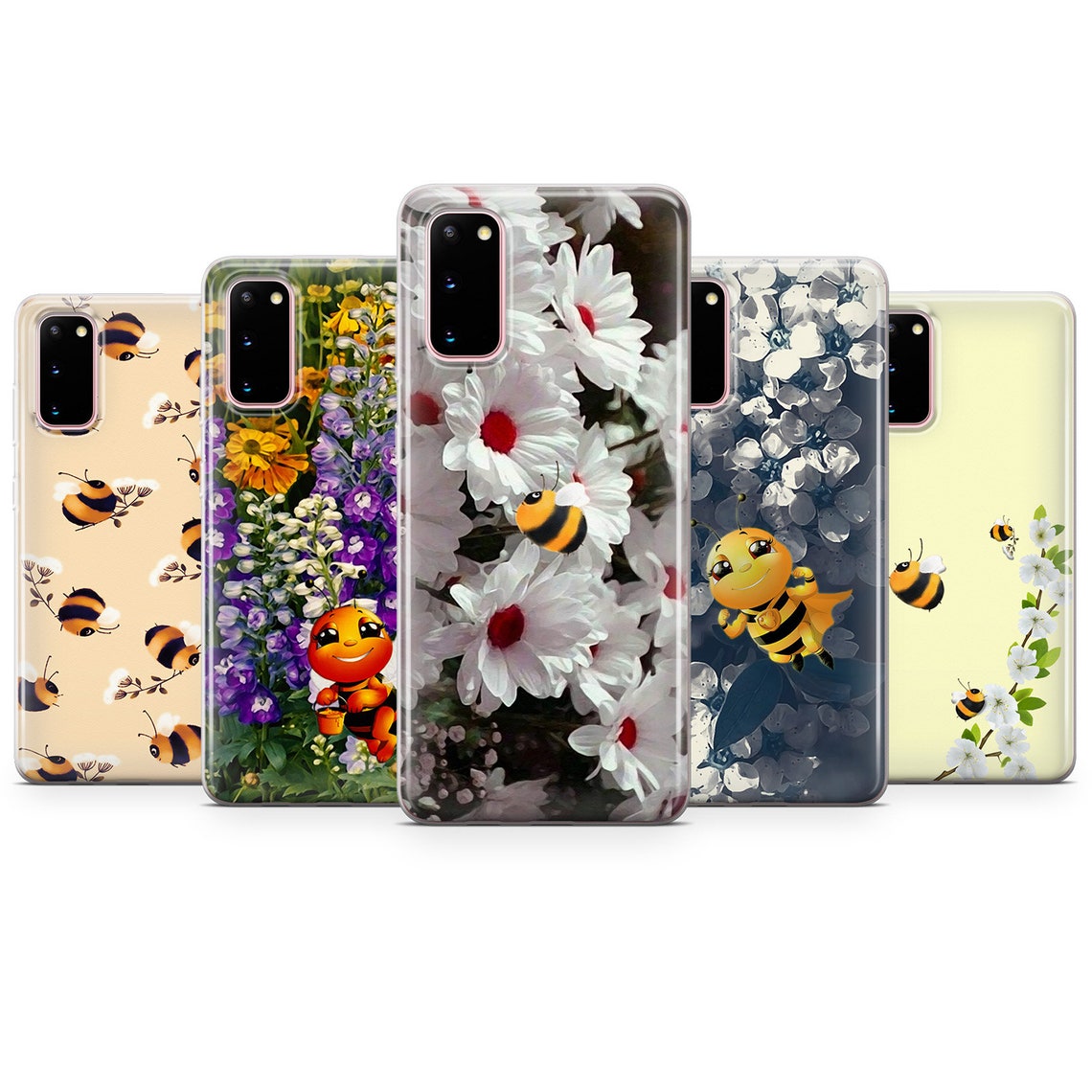 Cute Bumble Bee Phone Case, Floral Pattern, Bumblebee Cover - Fits ...