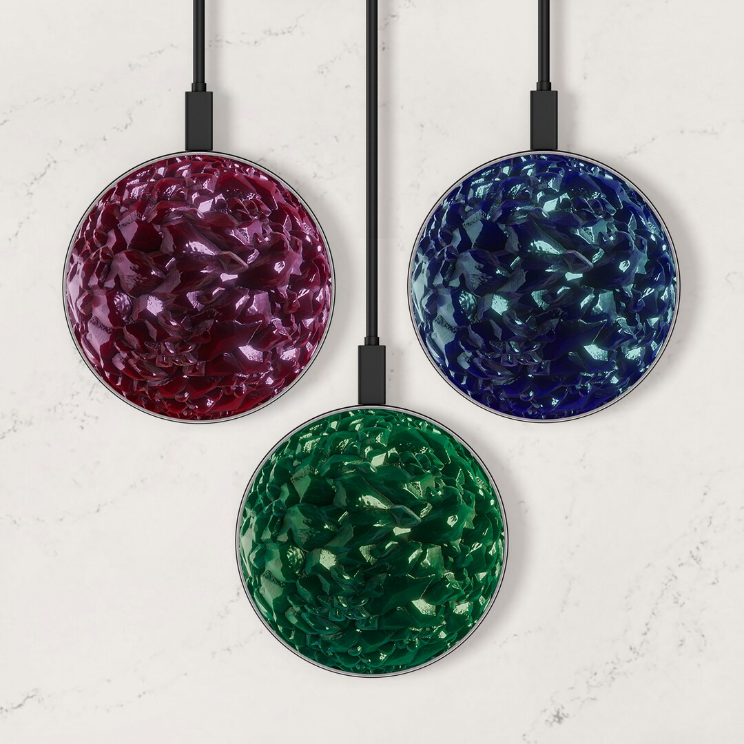 Emerald Green Blue Sapphire Gems Print Wireless Charger Red Ruby ...