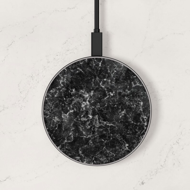 Marble Print Wireless Charger Green Black Tile Pattern Charging Pad ...