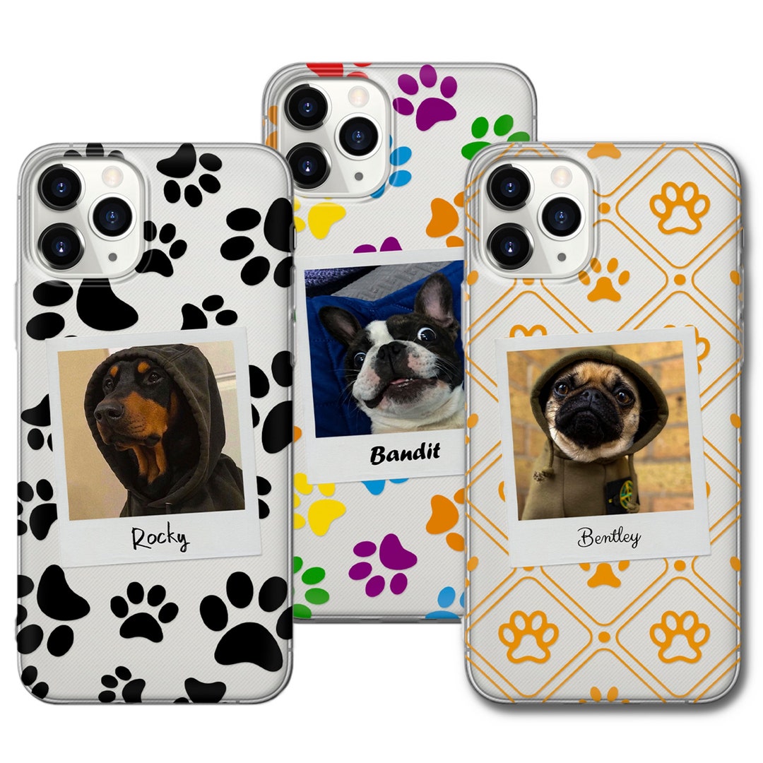 Personalized Pet Clear Phone Case, Cute Paws, Dog, Cat, Gift Idea ...