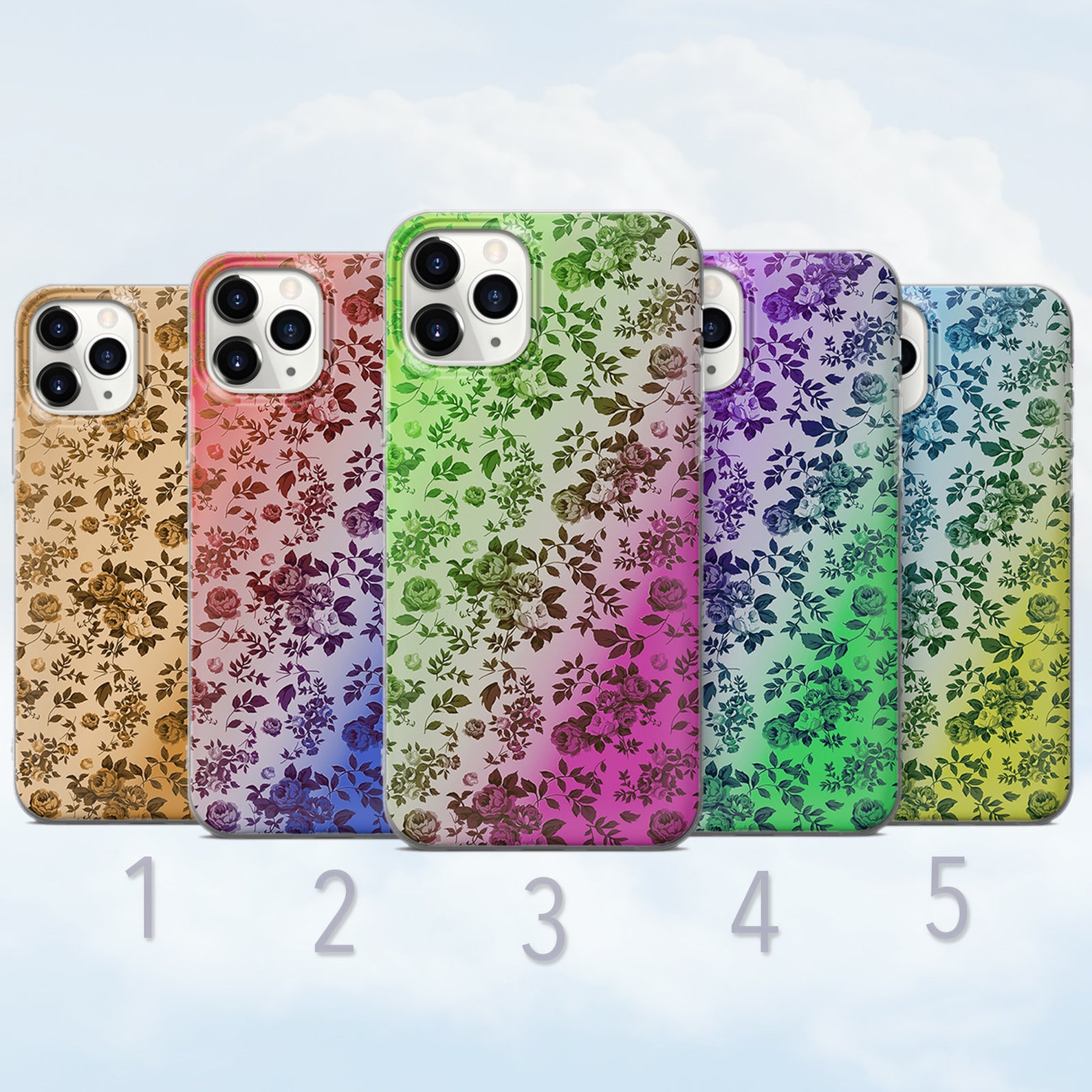 Flower Phone Case Colorful Gradient Floral Pattern Cover - Etsy