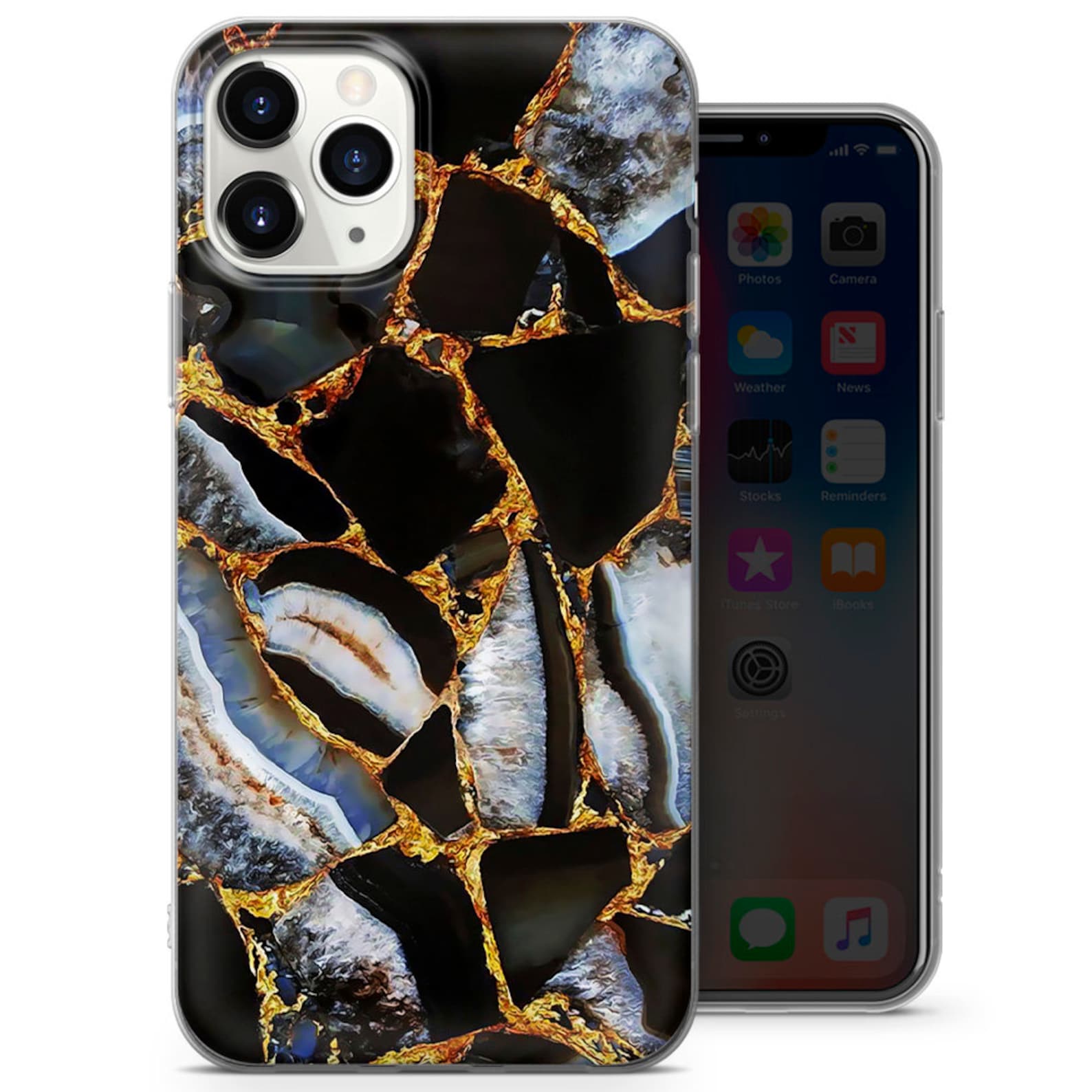 Black Marble Phone Case Classic Aesthetic Pattern Cover | Etsy