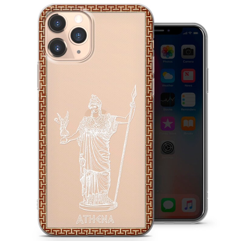Goddess Athena Clear Phone Case, Vintage Greek Mythology Cover - Fits ...