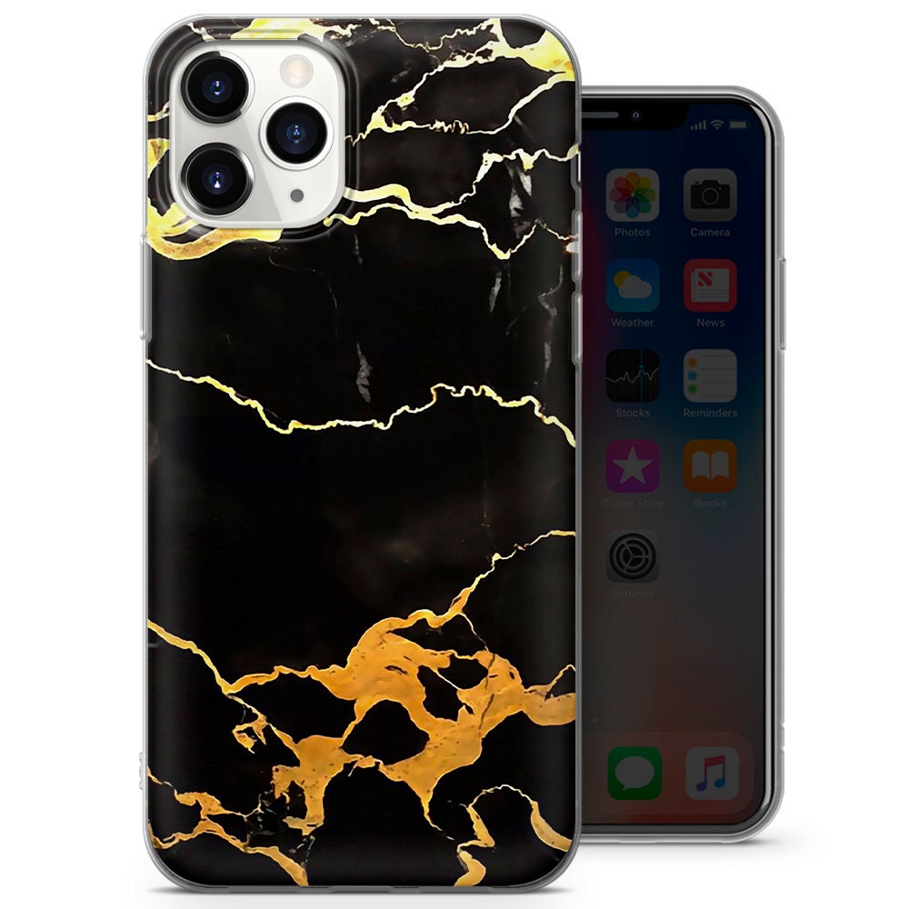 Black Marble Phone Case, Classic Aesthetic Pattern Cover - Fits iPhone ...
