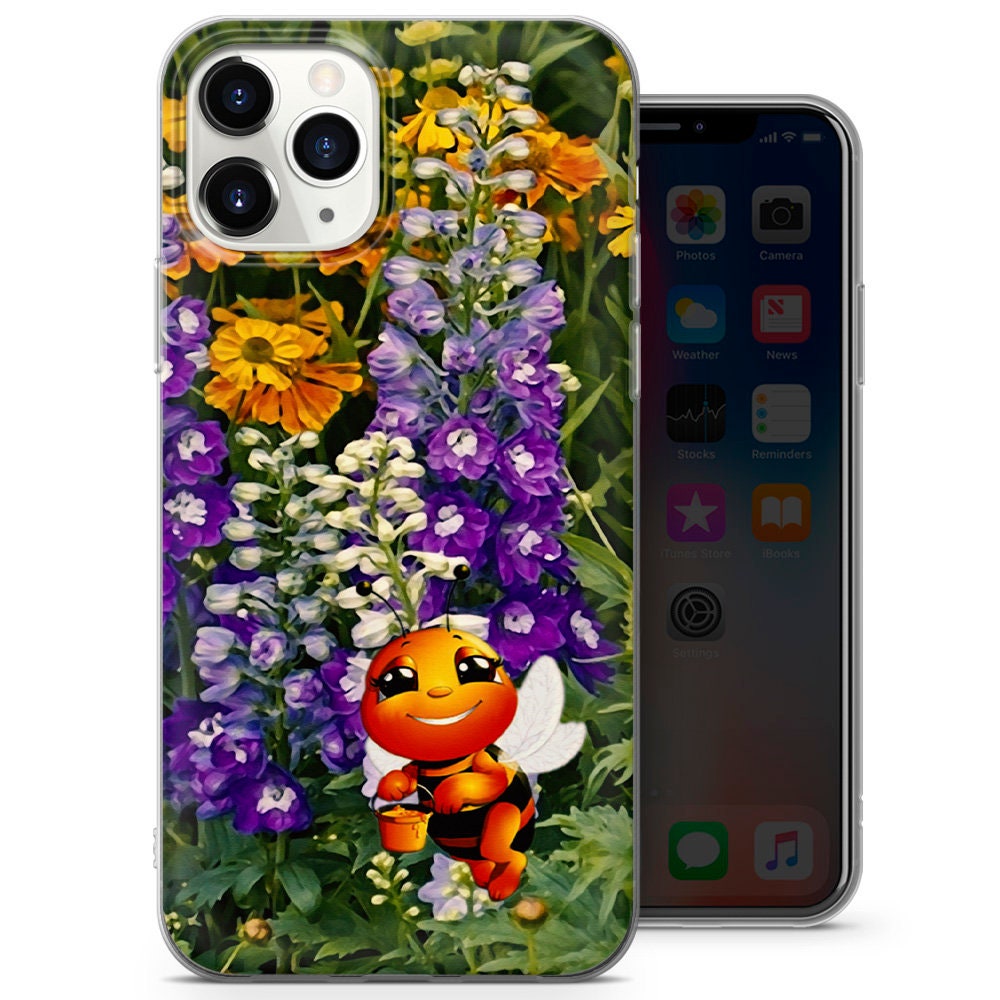 Cute Bumble Bee Phone Case Floral Pattern Bumblebee Cover | Etsy