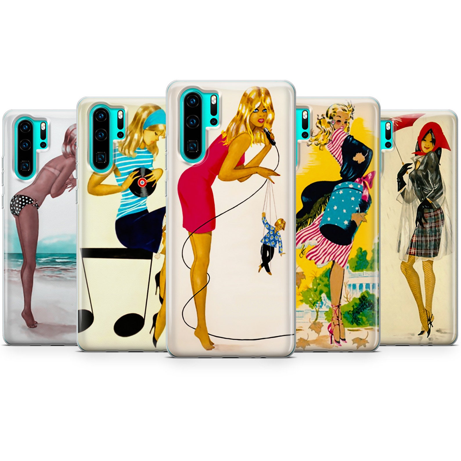 Vintage Woman Fashion Phone Case, Colorful Feminine Retro Chic Cover ...