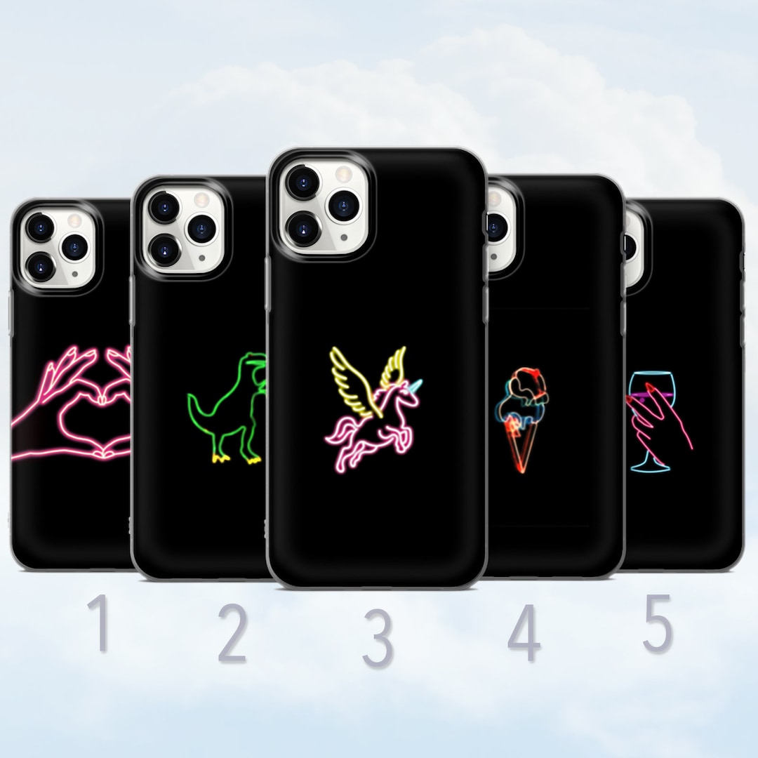 Neon Phone Case, Minimalist, Feminine, Cute Neon Glow Black Cover ...