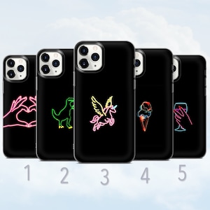 Neon Phone Case, Minimalist, Feminine, Cute Neon Glow Black Cover ...