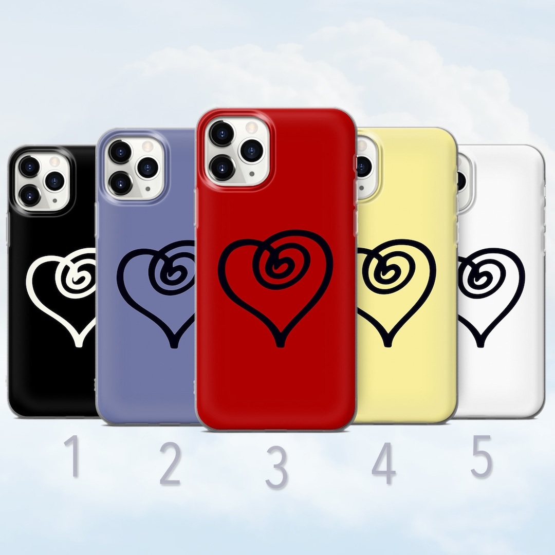 Cute Heart Phone Case, Hand Drawn Line Art Cover - Fitsiphone 7, 8 ...