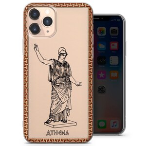 Goddess Athena Clear Phone Case, Vintage Mythology Drawing Cover - Fits ...