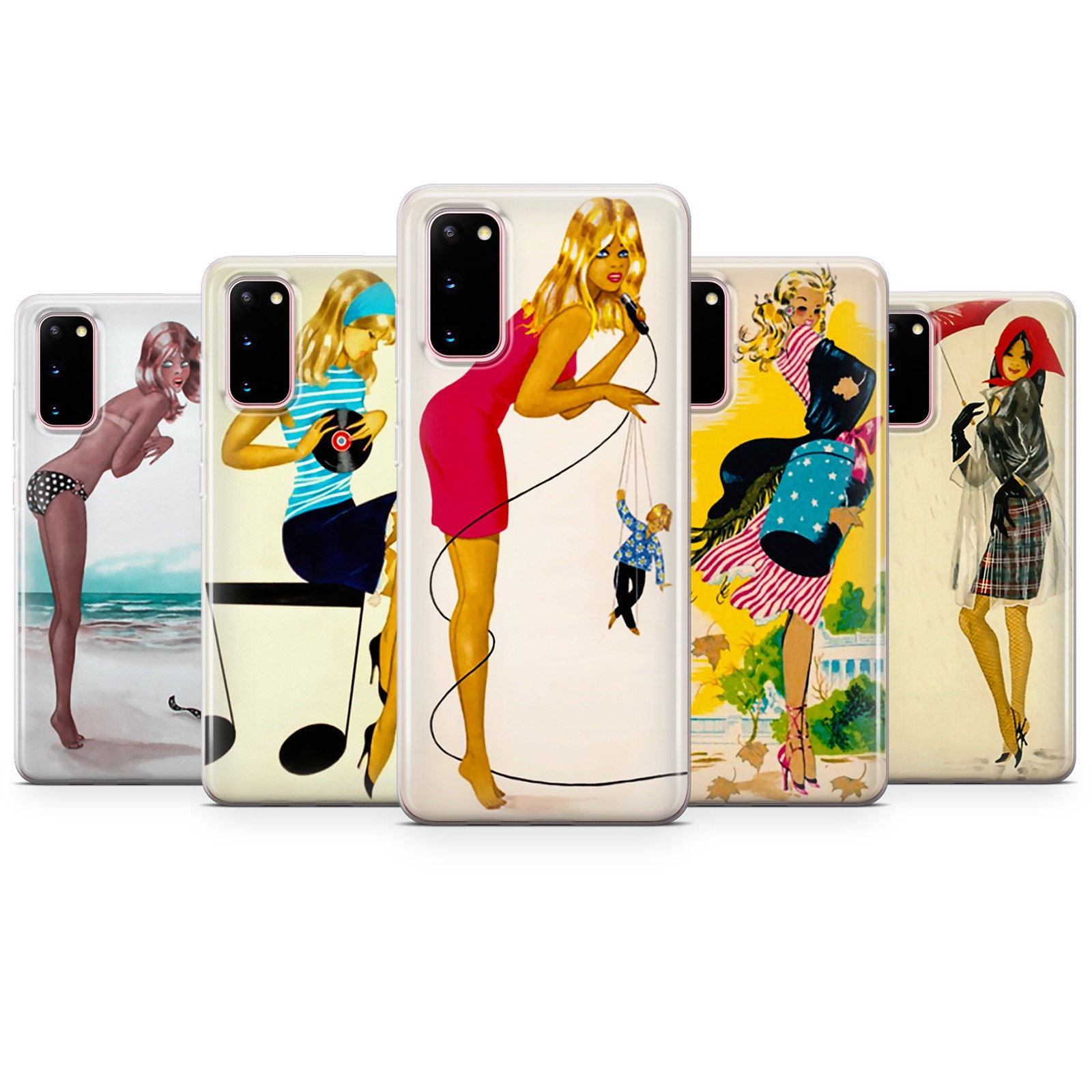 Vintage Woman Fashion Phone Case, Colorful Feminine Retro Chic Cover ...