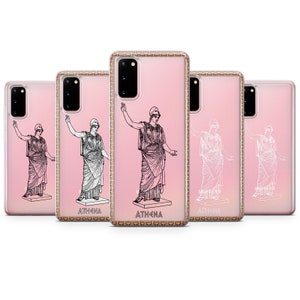 Goddess Athena Clear Phone Case, Vintage Mythology Drawing Cover - Fits ...