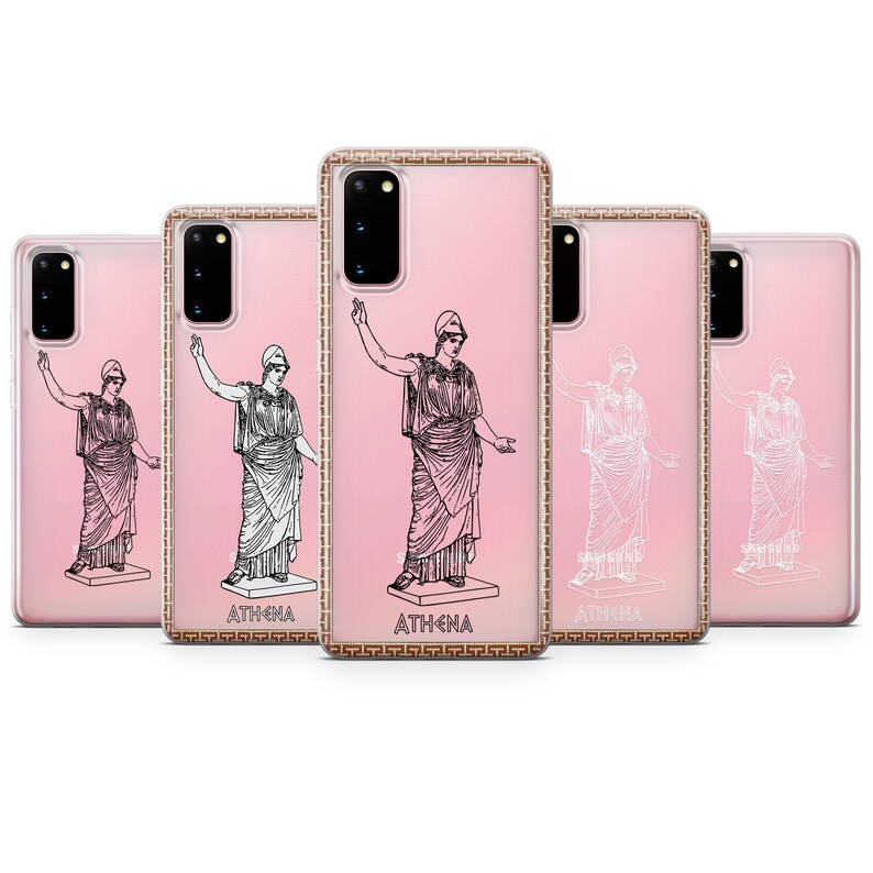 Goddess Athena Clear Phone Case, Vintage Mythology Drawing Cover - Fits ...
