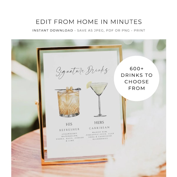 Signature Drink Sign - Etsy