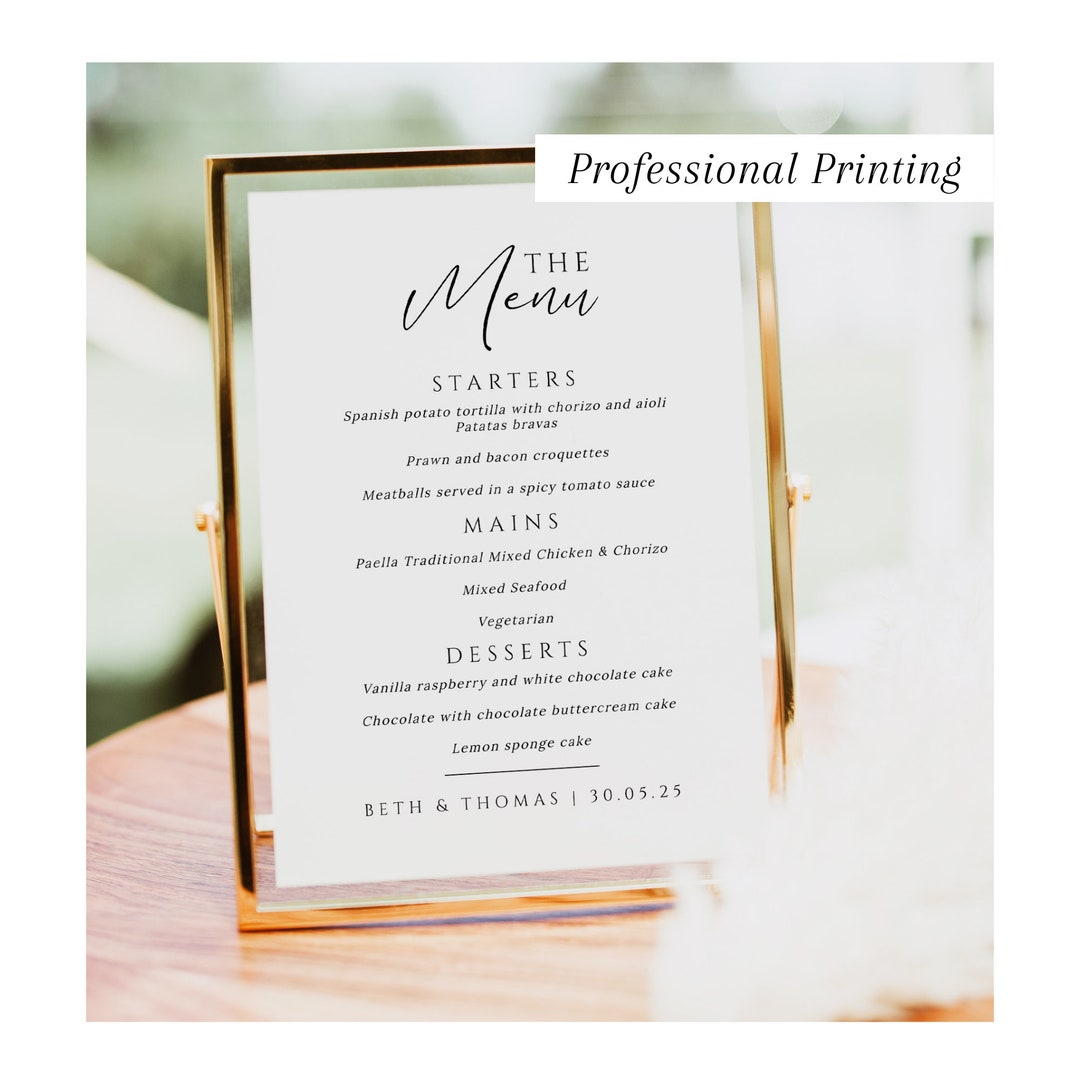 PRINTED Wedding Menu Sign, Evening Menu, Wedding Food Sign, Let's Eat ...