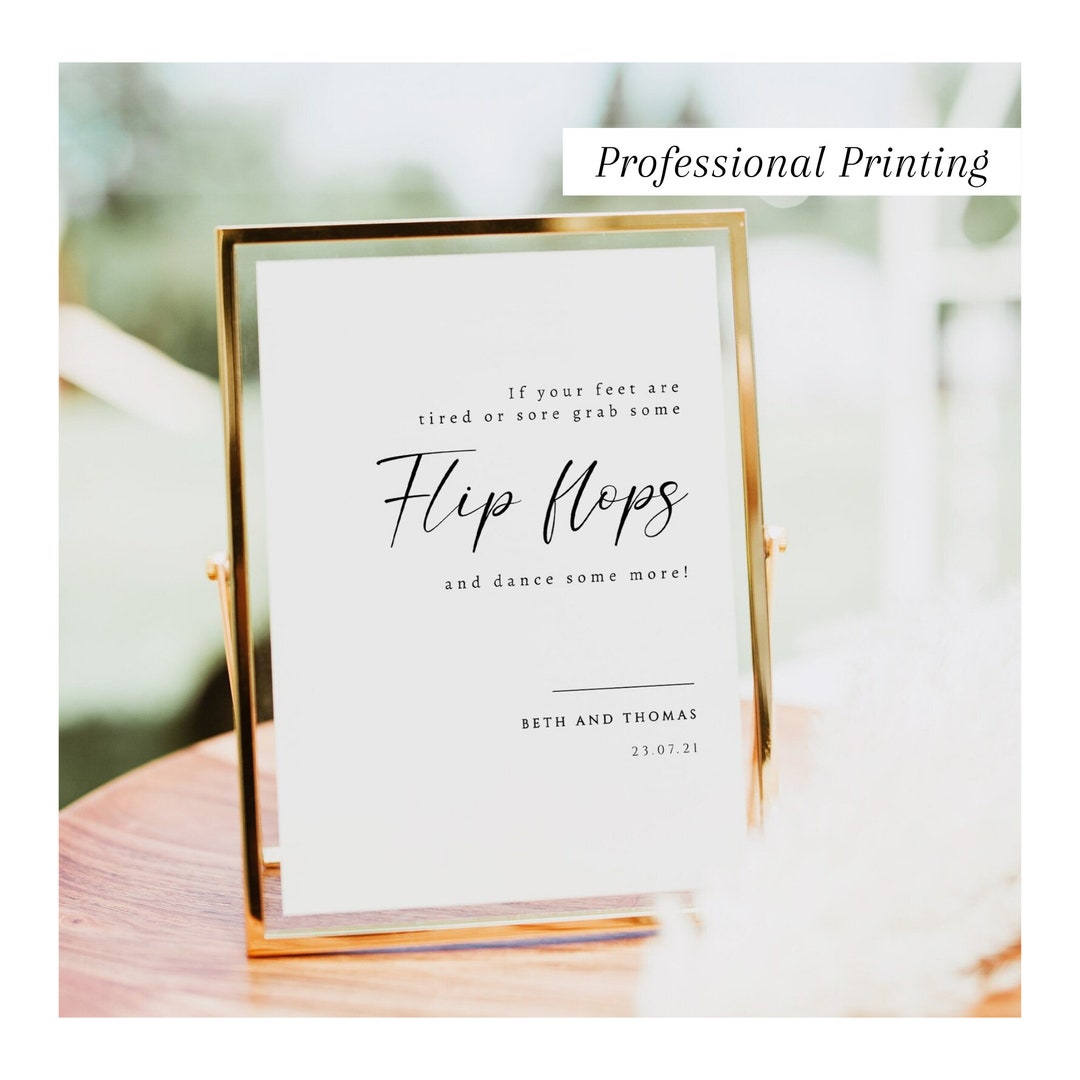 PRINTED Wedding Flip Flops Sign, Kick off Your Shoes Sign, Wedding ...