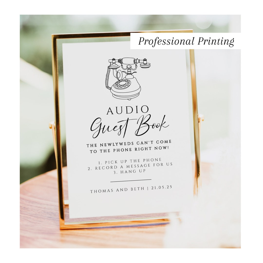 PRINTED Audio Guest Book Sign, Telephone Guest Book, Wedding Audio ...