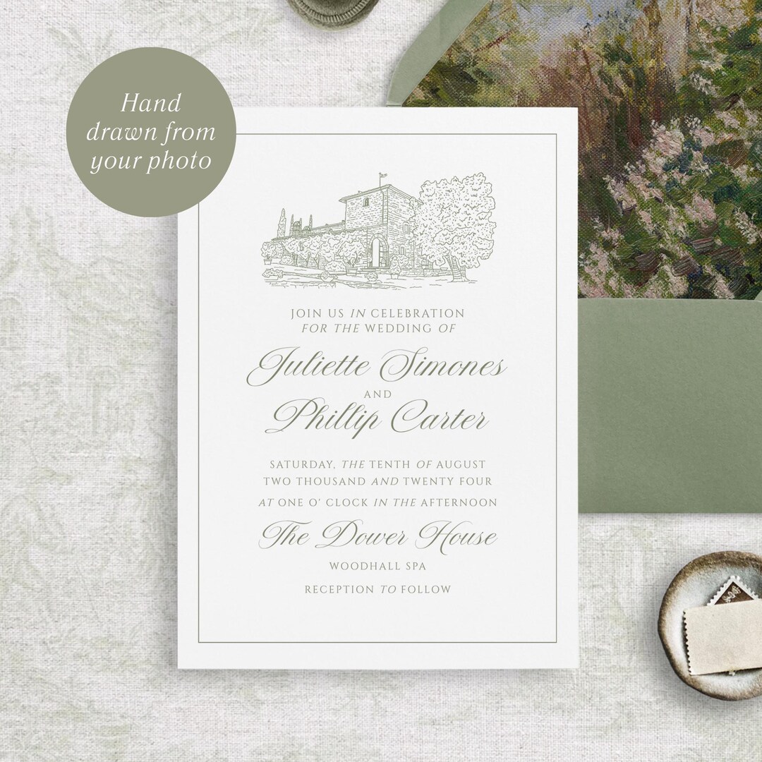 SAMPLE Wedding Venue Invitation, Venue Sketch, Illustration ...