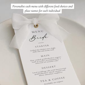 Ribbon Wedding Menu and Place Card, Let's Eat, Ribbon, Place Card ...