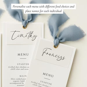Ribbon Wedding Menu With Name Card, Let's Eat, Ribbon, Place Card ...