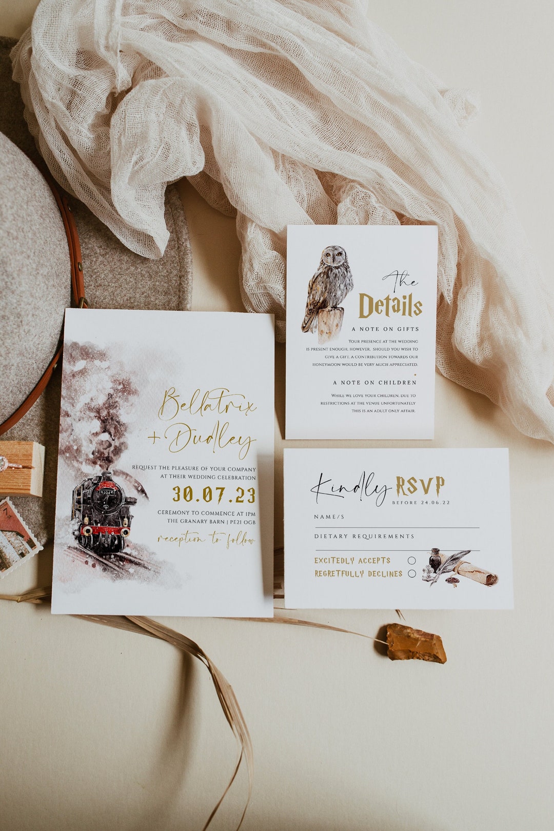 Wizard Wedding Invitation Suite Template, Magic Wedding Invite Set ...