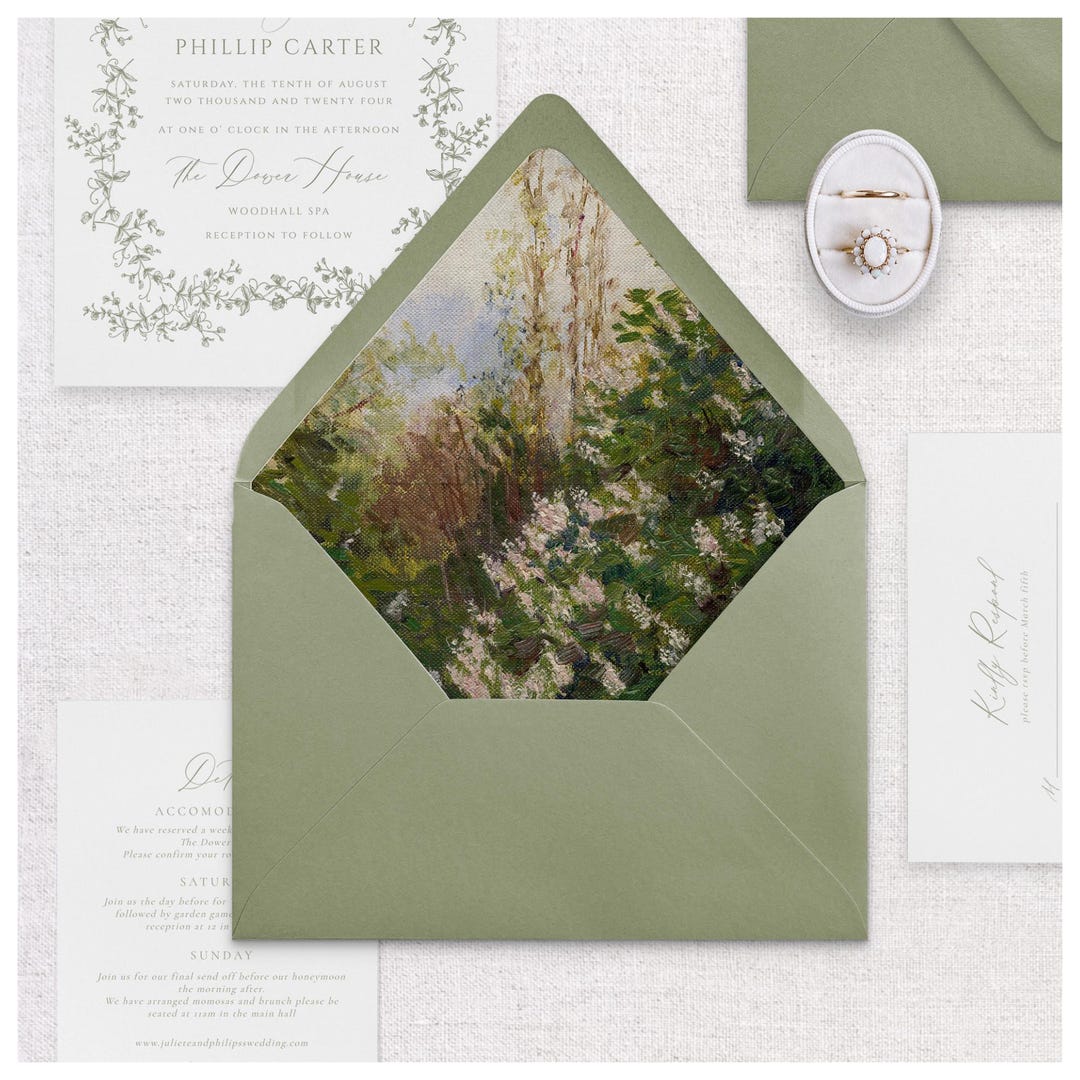 PRINTED Landscape Envelope Liner, 5x7" Envelope Insert, A7 Wedding ...