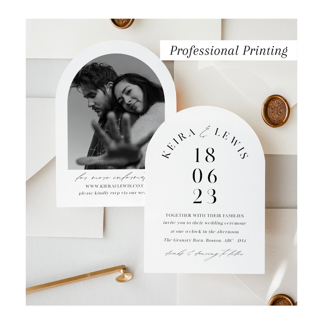 PRINTED Arch Shape Wedding Invitation, Arch Invitation With Photo ...