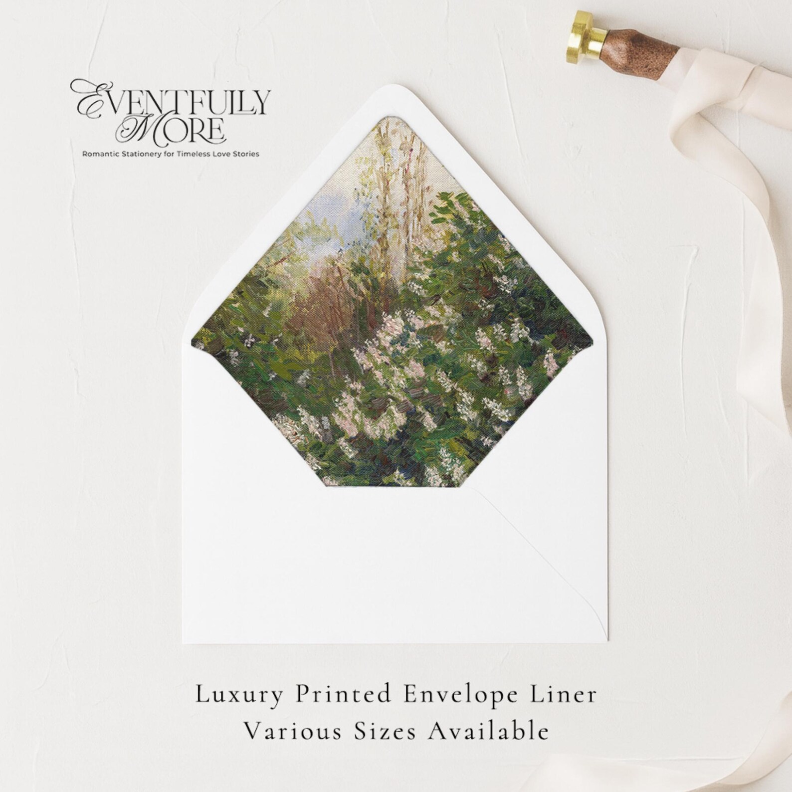 PRINTED Landscape Envelope Liner, 5x7" Envelope Insert, A7 Wedding ...