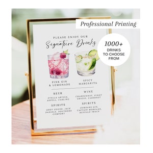 PRINTED Signature Drinks Sign, Bar Menu Sign, His and Hers Drinks ...