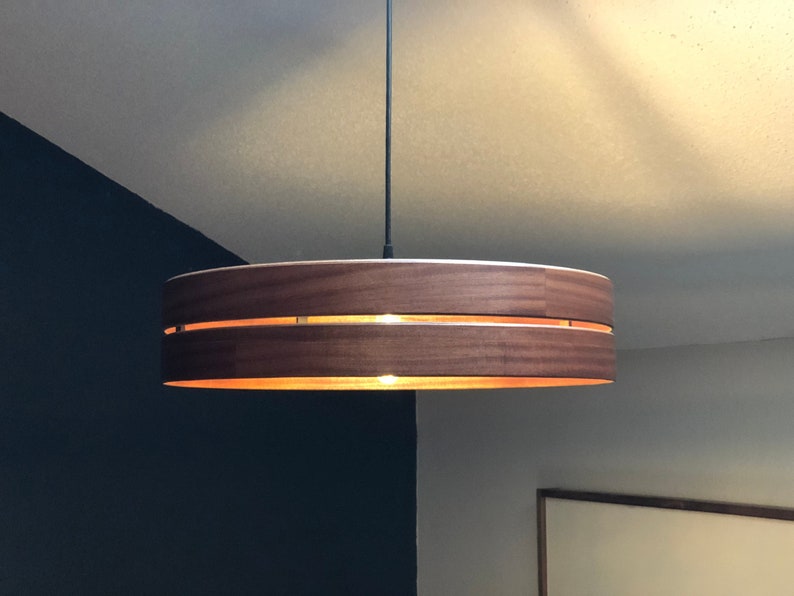 Mahogany Wood Pendant Light | Handcrafted Mid Century Modern Lighting ...