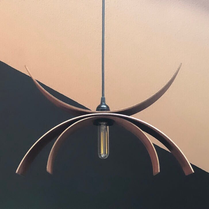 Wood Pendant Light MCM Pendant Light Chandelier Ceiling - Etsy