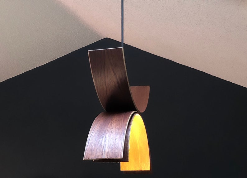 Wood Pendant Light MCM Pendant Light Chandelier Ceiling - Etsy