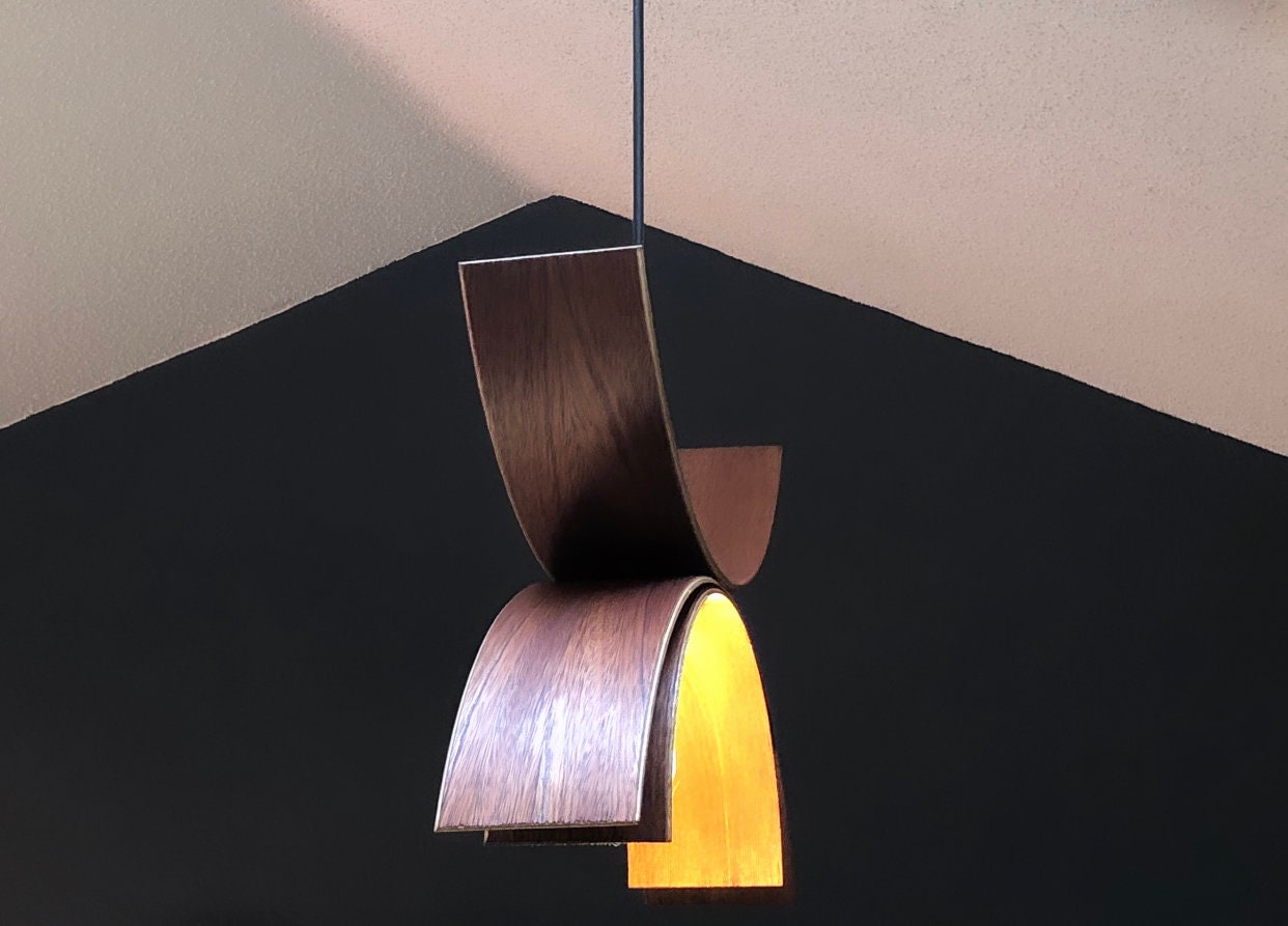 Wood Pendant Light MCM Pendant Light Chandelier Ceiling - Etsy