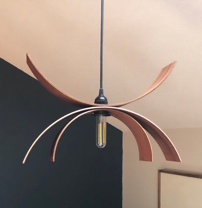 Wood Pendant Light MCM Pendant Light Chandelier Ceiling - Etsy