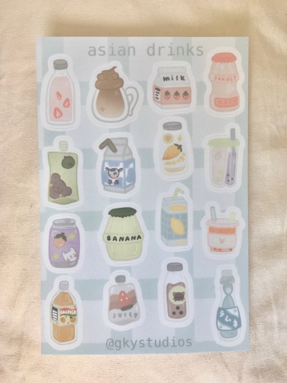 AAPI Fundraiser Asian Drinks Waterproof Sticker Sheet - Etsy