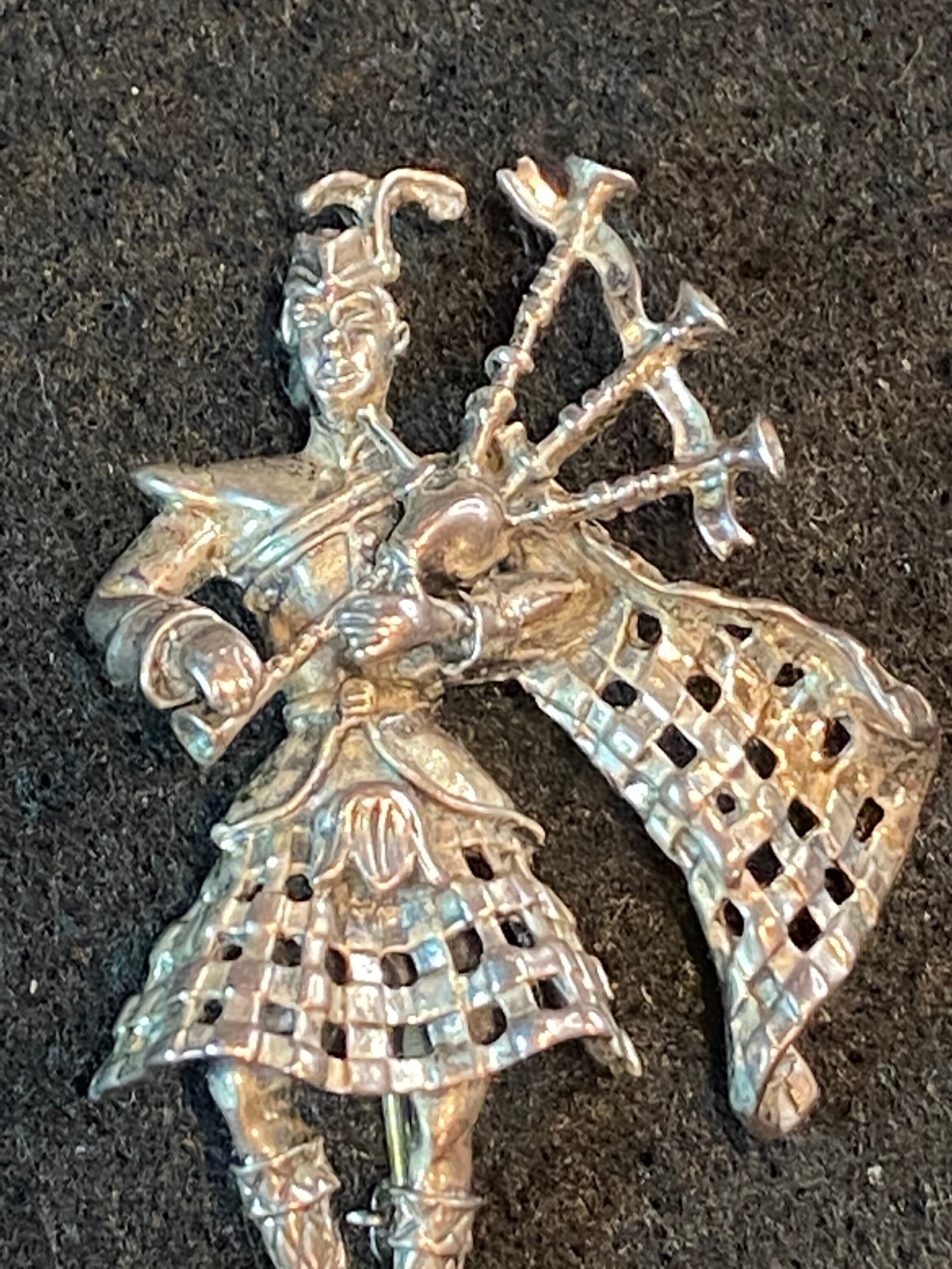 Vintage Scottish Bagpiper Sterling Silver Pin Brooch Amaysing - Etsy